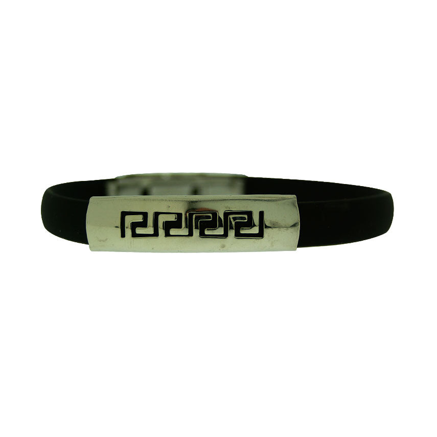 steel and rubber bracelet, Greek key motif – Regal Jewellers